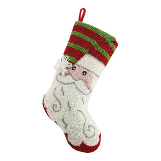 3D Striped Santa Hook Christmas Stocking - Traditional - Christmas ...