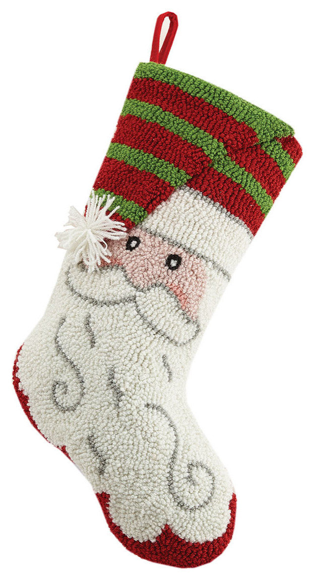 3D Striped Santa Hook Christmas Stocking - Traditional - Christmas ...
