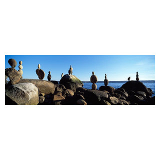 Stacked Rocks on the Beach Stanley Park Panoramic Fabric Wall Mural, 72 ...