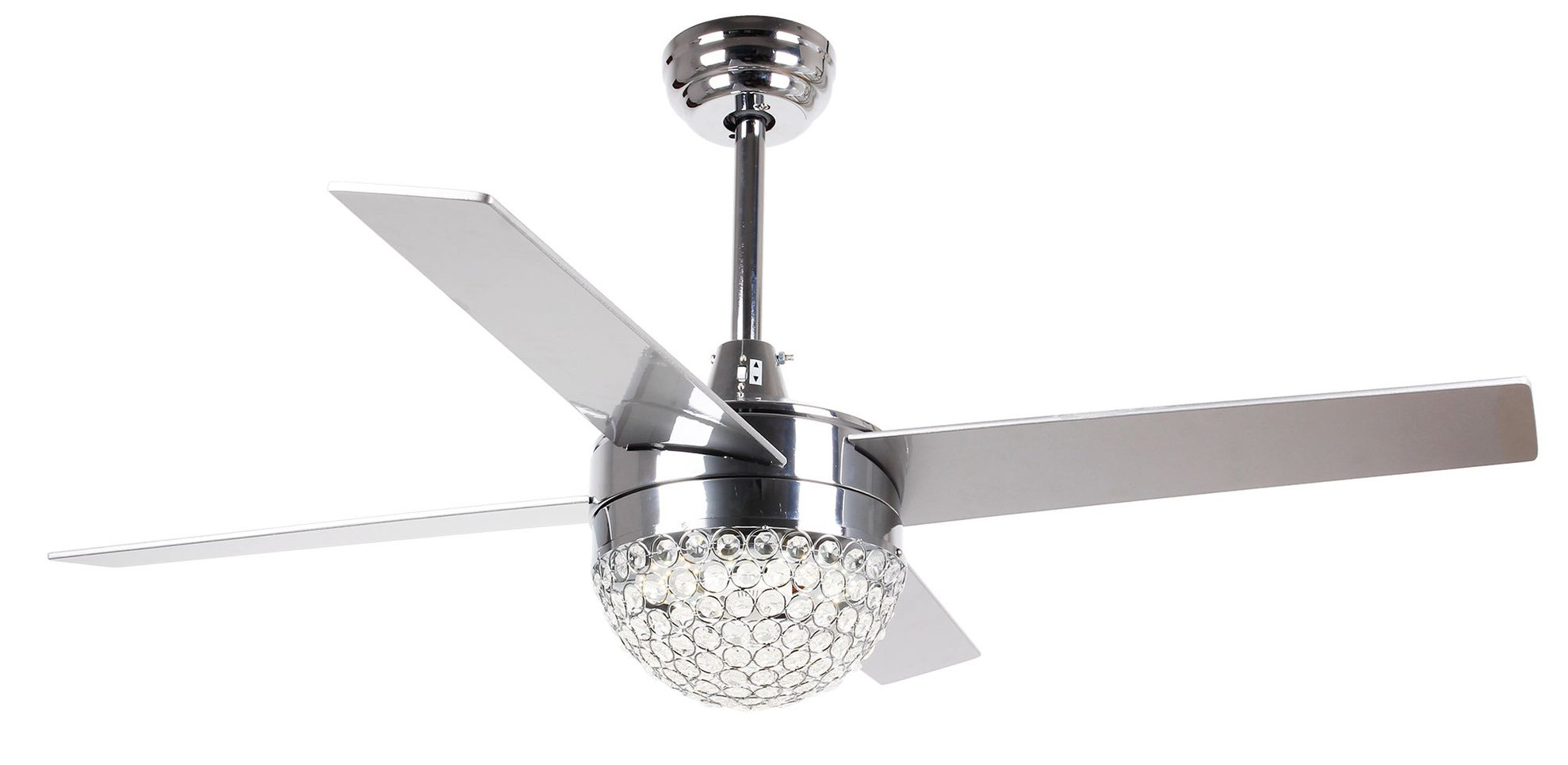 4-Blade Crystal Ceiling Fan With Light, Satin Nickel - Contemporary ...