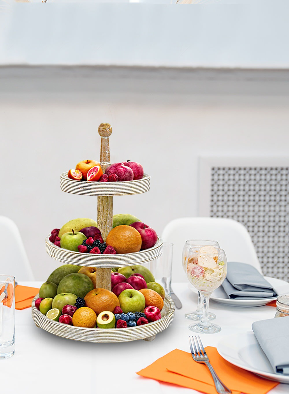 Serene Spaces Living Curio 3-Tier Wooden Serving Display Stand, 3 Tier ...