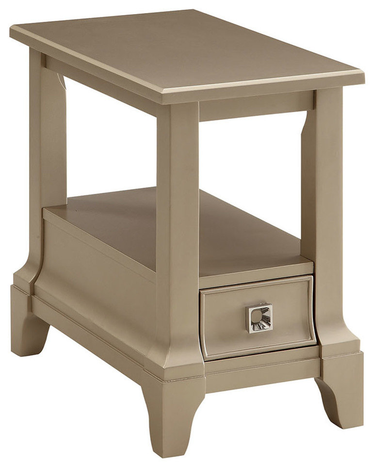 Wooden Side Table With One Drawer, Champagne Silver - Transitional ...