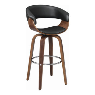 Leatherette Wooden Swivel Bar Stool with Spider Legs, Brown and Black ...