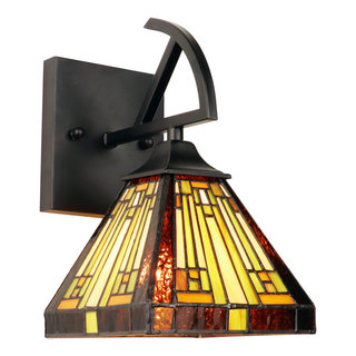 Innes Mission-Style 1-Light Wall Sconce 6" Shade - Craftsman - Wall ...