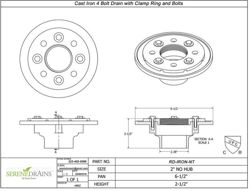 OffSet Outlet Tile Insert Linear Drains, Cast Iron Drain Base, Hair ...