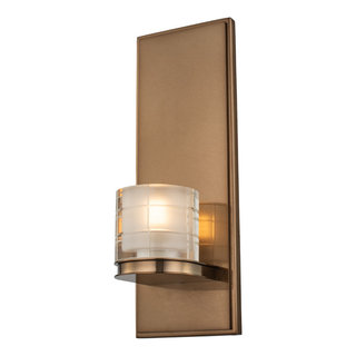 Library Wall Sconce, 1-Light, Library Brass, Clear Inside Glass, 12"H ...
