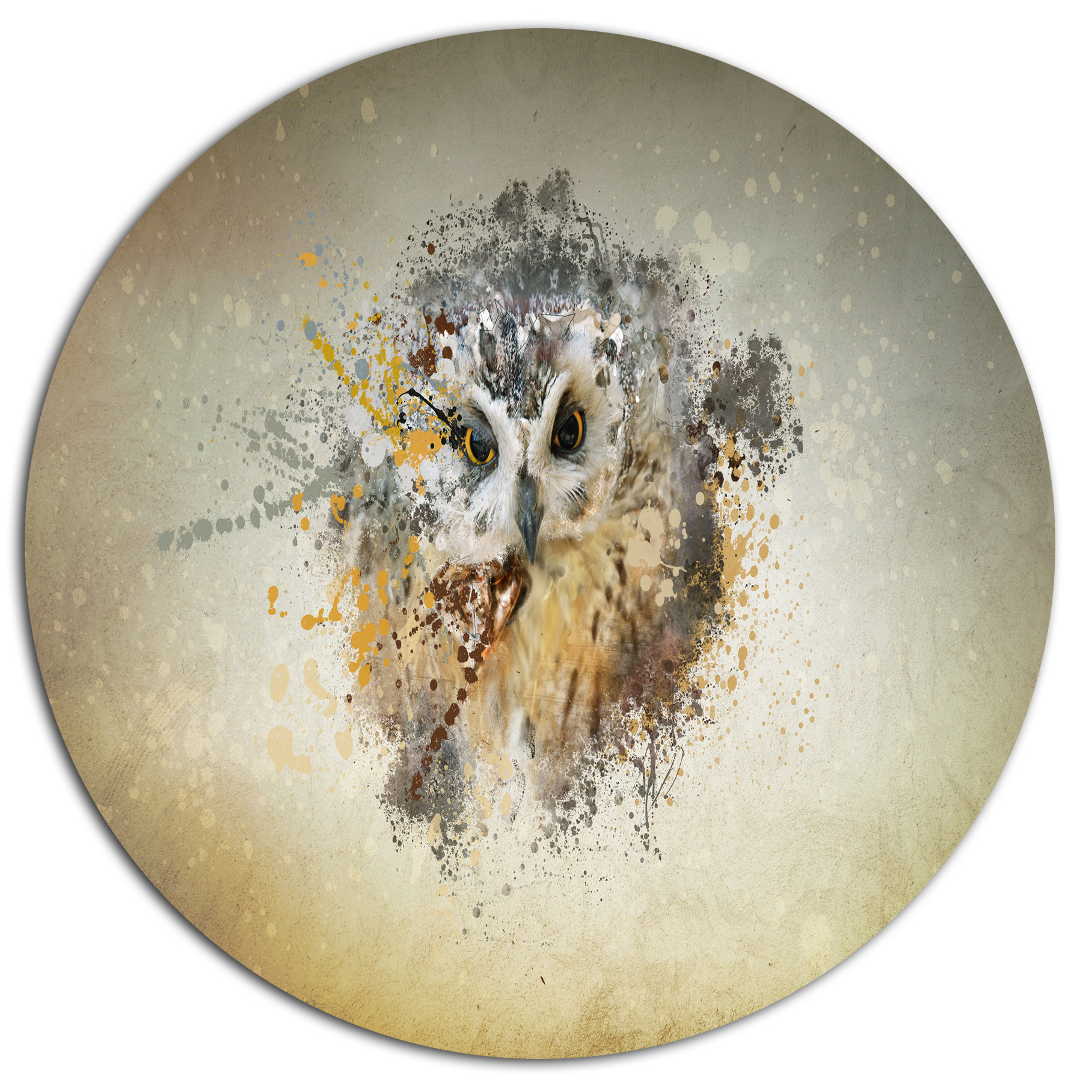 Gracing Owl, Animal Round Wall Art, Disc of 11 inch - Rustic - Metal ...