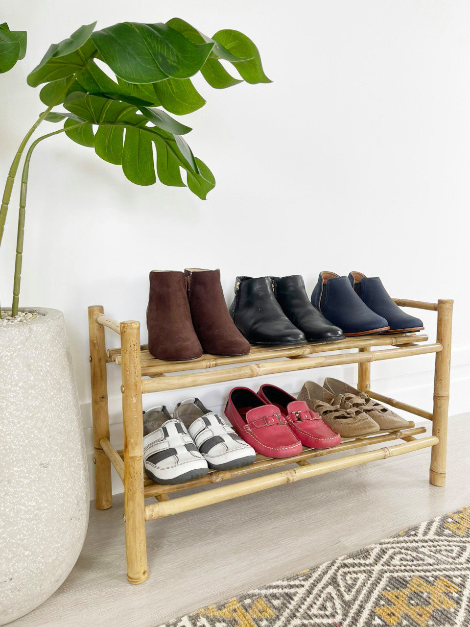 Handcrafted Bamboo Shoe Rack Free Standing Shelf Shoe Storage Organizer ...