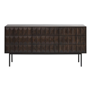 Modern 63" Wide 3-Section Sideboard With Drawers, Black, 3-Section ...
