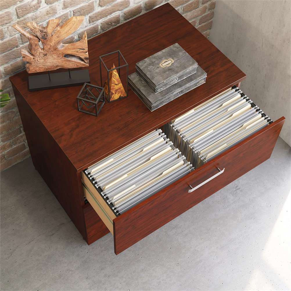 Pemberly Row Engineered Wood Lateral Filing Cabinet in Classic Cherry ...