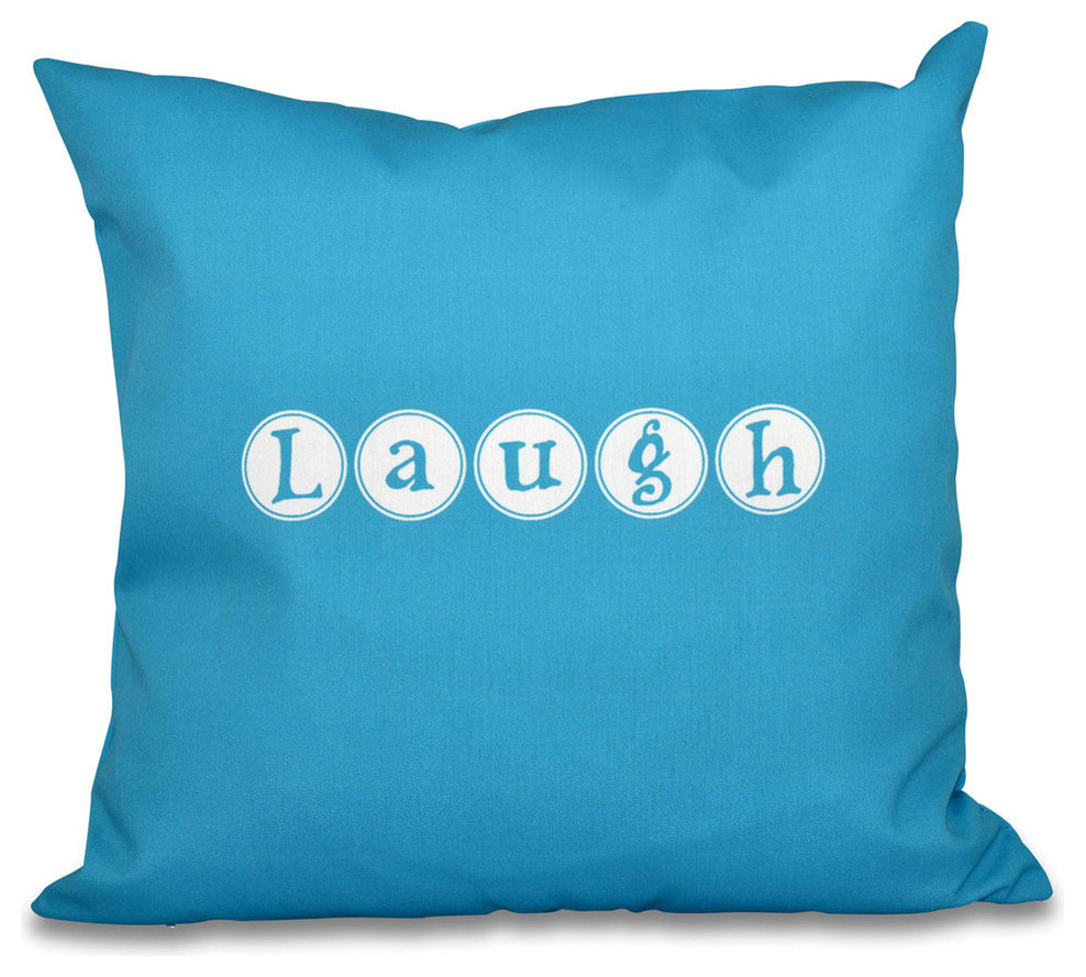Laugh, Word Print Pillow, Blue, 18" x 18" - Contemporary - Decorative ...