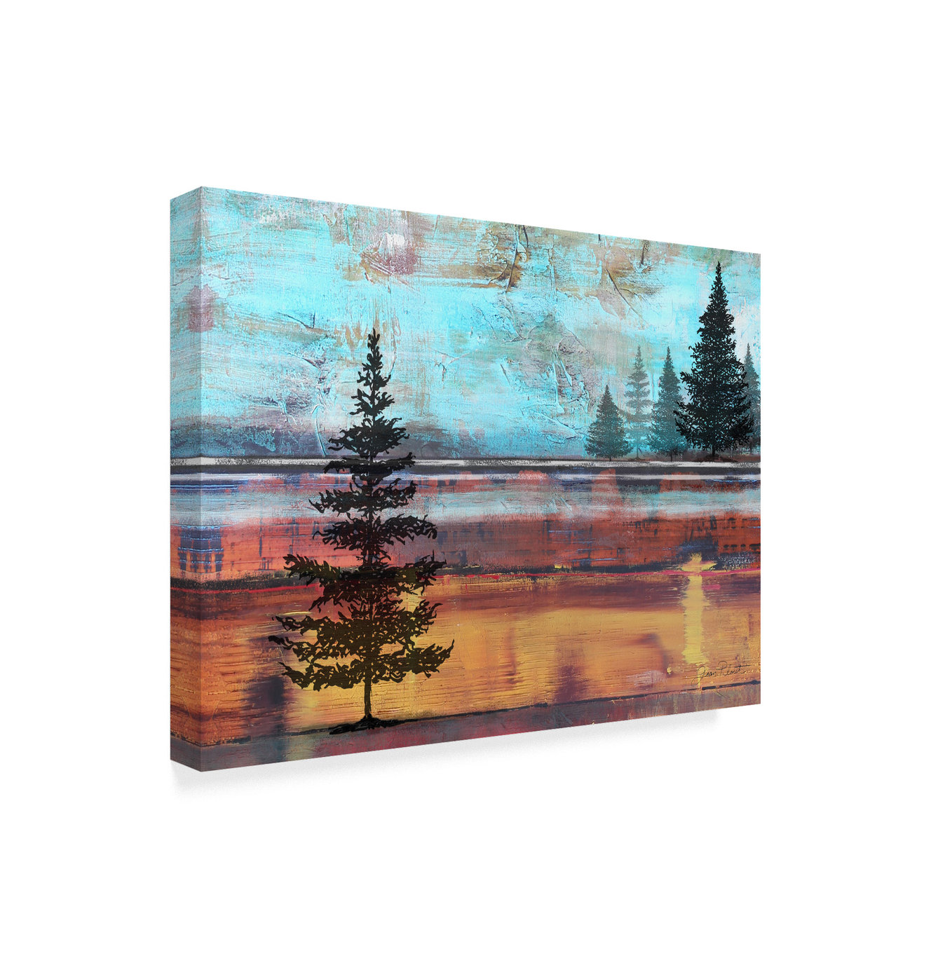 Jean Plout 'Abstract Misty Landscape With Trees' Canvas Art, 35"x47 ...