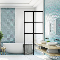 Madeira Series Grid Pattern Fixed Shower Screen With EnduroShield, 34 ...