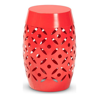 Hallie Modern and Contemporary Red Finished Metal Outdoor Side Table ...