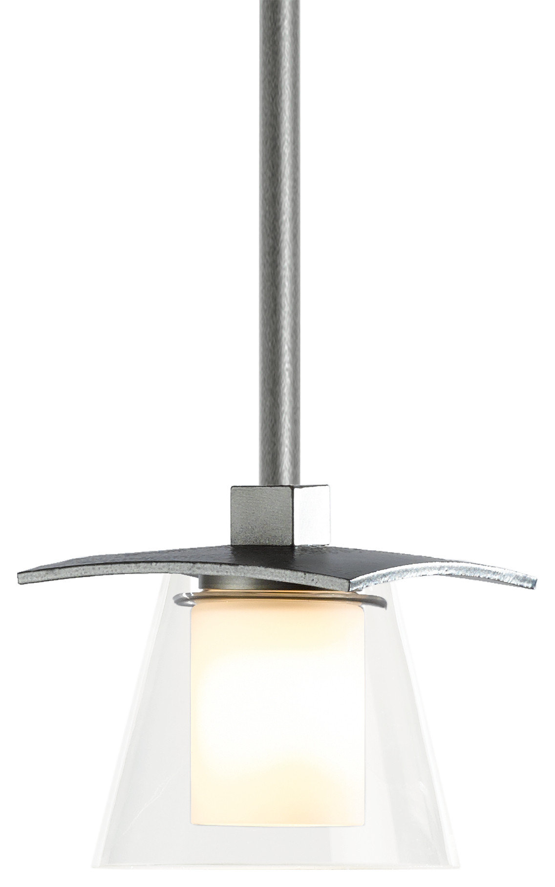 Wren Mini Pendant, Dark Smoke Finish, Opal and Clear Glass ...