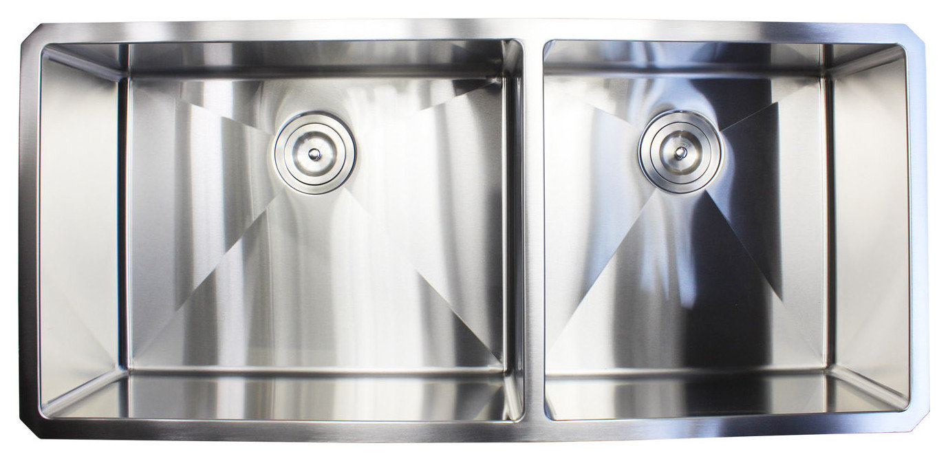 42" Stainless Steel Undermount Double Bowl Kitchen Sink 15mm Radius ...