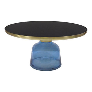 Angelus Black Glass Top, Glass Base, Blue - Contemporary - Side Tables ...