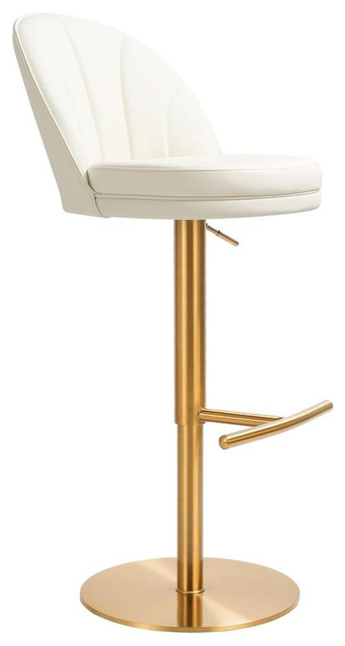 Venus Cream and Gold Adjustable Swivel Stool - Contemporary - Bar Stools And Counter Stools - by ...