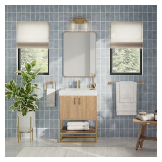 Bahia Bath Vanity, Oak, 24", Brushed Gold Hardware, Single ...
