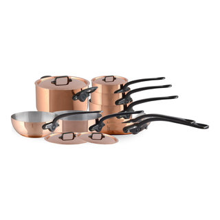 Mauviel M'150CI 1.5mm Copper 12-Piece Cookware Set With Cast Iron ...