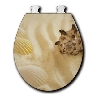 White Toilet Seat, Shells, the Sand - Beach Style - Toilet Seats - by ...