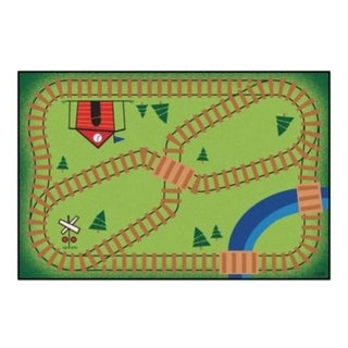 Kids Value Green Railroad Playtime Area Rug - Contemporary - Kids Rugs ...