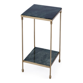 Larkin 11.5" W Rectangular Marble & Iron Side Table, Green - Side ...