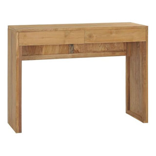 vidaXL Console Table Natural Teak Solid Teak Wood 39.4x13.8x29.5 in ...