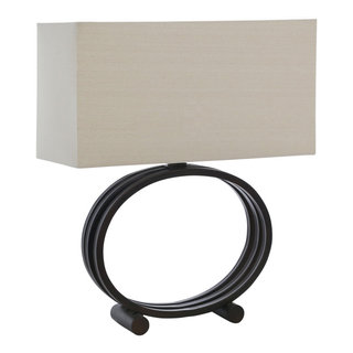 Benzara BM229509 25'' Circular Metal Base Lamp with Rectangular Shade ...