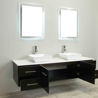 Totti Wave 60 inch Espresso Modern Double Sink Vanity Top And Double ...