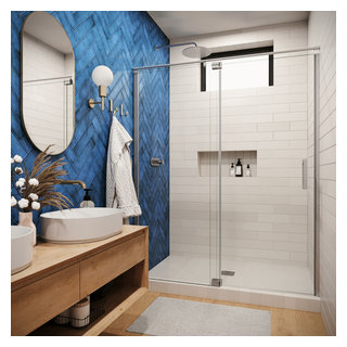 Lowell 60"x74" Pivot Shower Door, CrystalTech Treated 5/16" Tempered ...