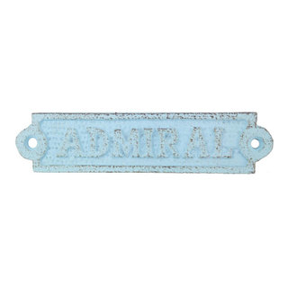 Rustic Light Blue Cast Iron Admiral Sign 6" - Rustic - Novelty Signs ...
