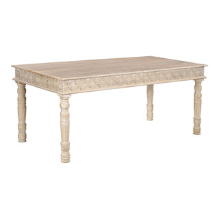 Wiley Carved Dining Table, 72" W - Mediterranean - Dining Tables - by Taran Design | Houzz