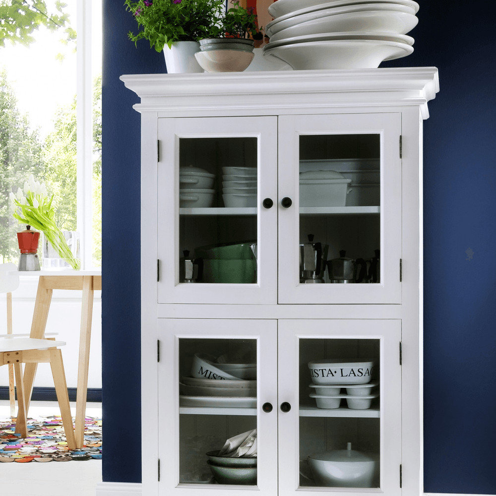 Classic White Two Level Storage Cabinet - Transitional - Storage ...