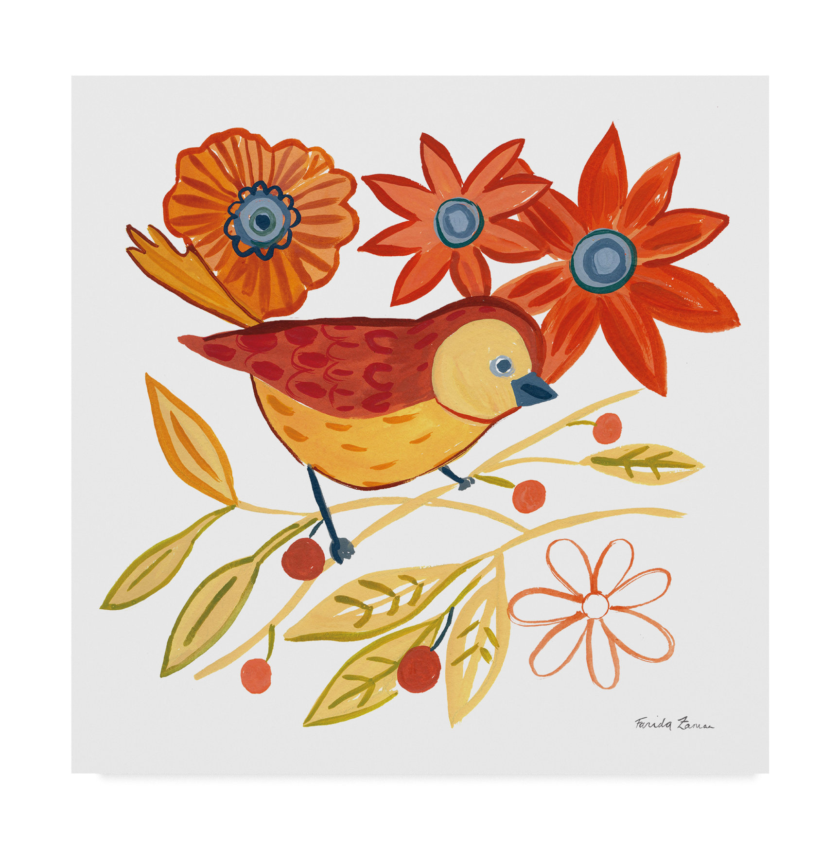 Farida Zaman 'Orange Bird III' Canvas Art, 24"x24" - Contemporary ...