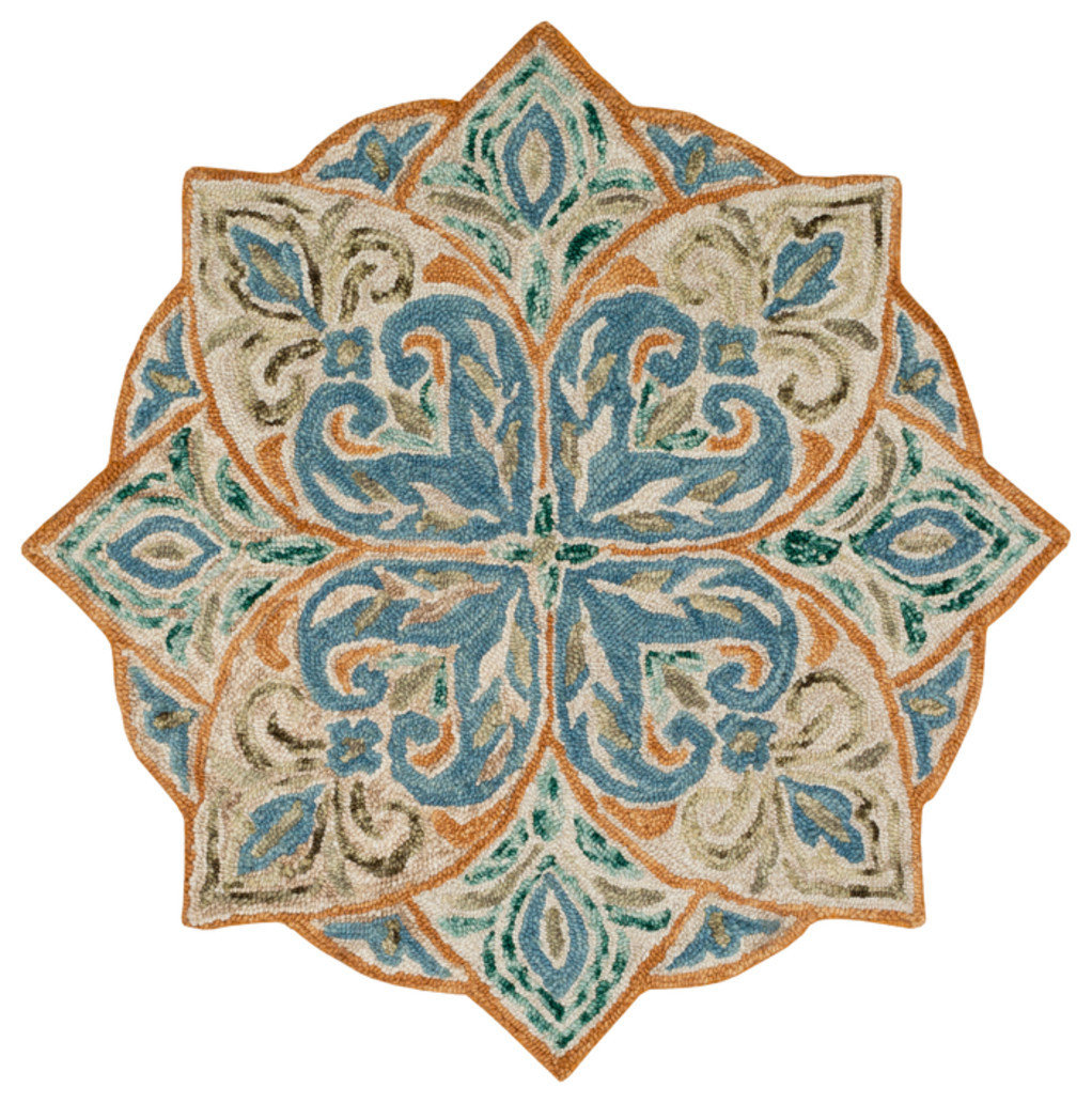 Hand Hooked Bonifate Area Rug BFT-1026, 8' Round - Contemporary - Area ...