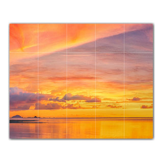 Sunset Ceramic Tile Wall Mural HZ500986, 30" Wide x 24" High - Beach ...