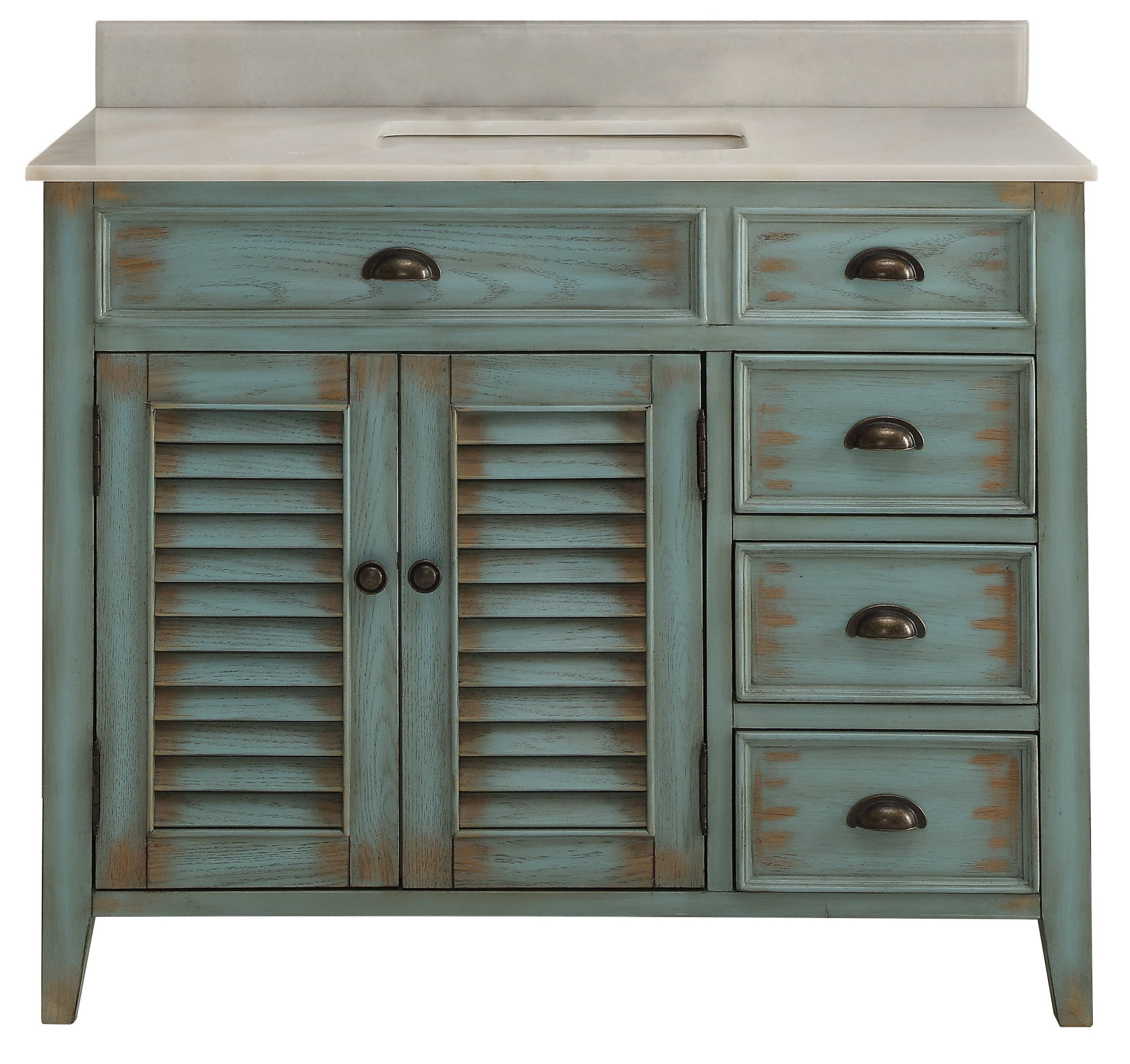 42" Distress Blue Abbeville Bathroom Sink Vanity - Farmhouse - Bathroom ...