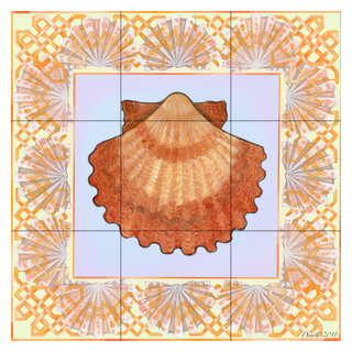 Tile Mural Kitchen Backsplash Seashell Square 6 by Denise Freeman, 18 ...