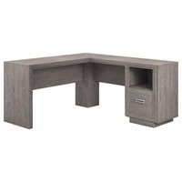Sauder Hayes Garden Engineered Wood L-Desk in Ashen Oak Finish ...