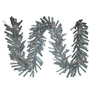 Pre-Lit Silver Ice Garland, 9' - Contemporary - Wreaths And Garlands ...