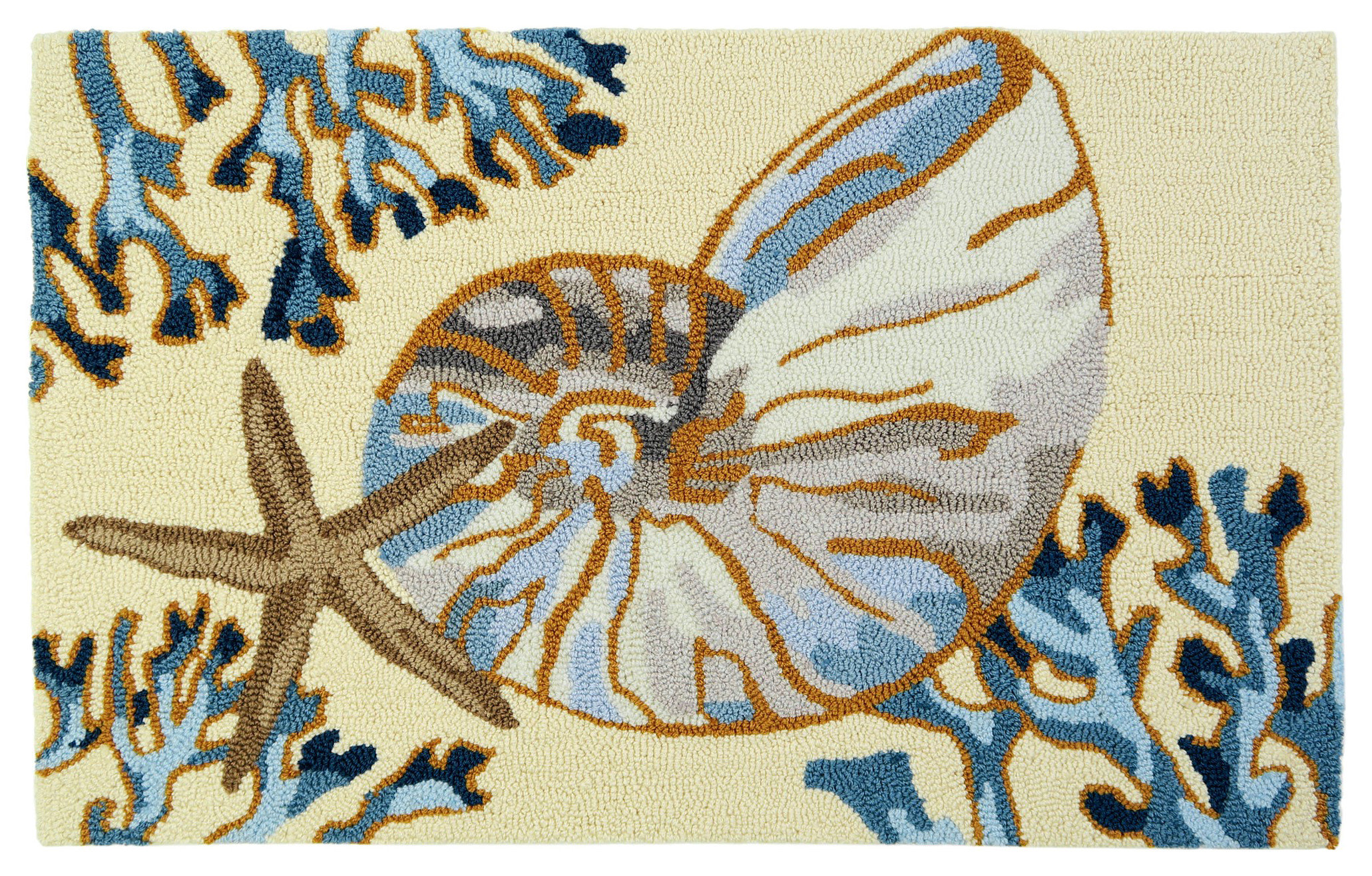 LaPlaya Nautilus Homefires Accent Rug with Starfish Ocean Themed Rug 22 ...
