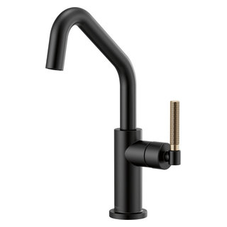 Brizo Bar Faucet, Angled Spout and Knurled Handle, Matte Black/Luxe ...