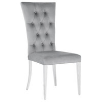 Coaster Kerwin Tufted Velvet Upholstered Side Chair Gray and Chrome ...