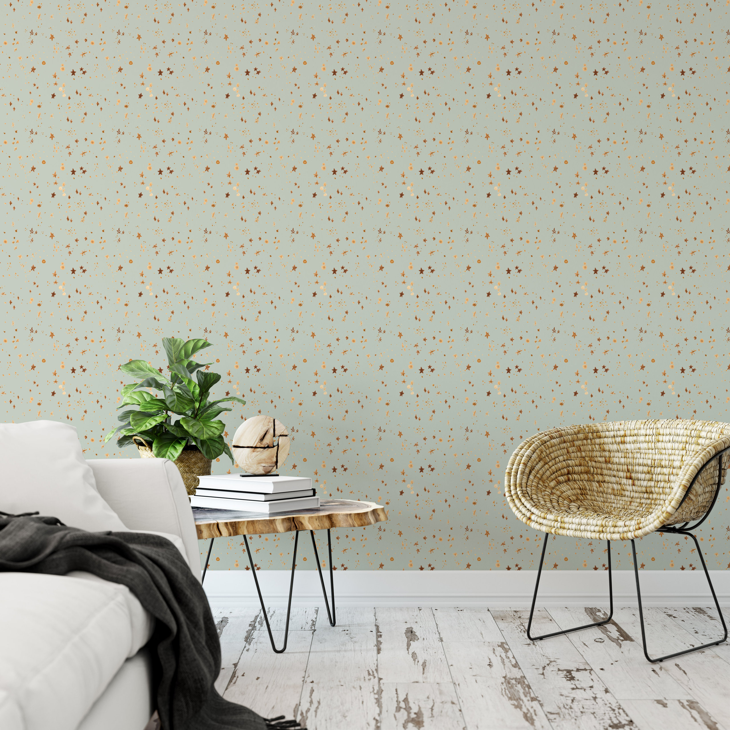 Star Splendor Mint Wallpaper, Sample 12"x8" - Contemporary - Wallpaper ...