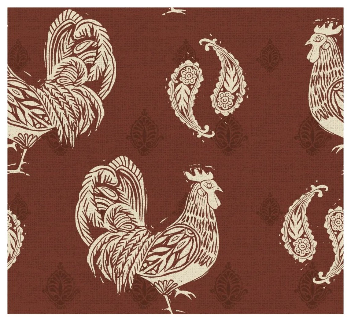 "Woodcut Rooster Patterns" Digital Paper Print by Daphne Brissonnet, 18 ...