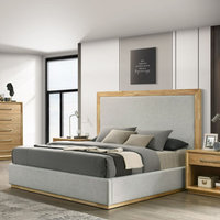 Nova Domus Santa Barbara Modern Grey Fabric + Natural Bed, Queen - Transitional - Platform Beds ...