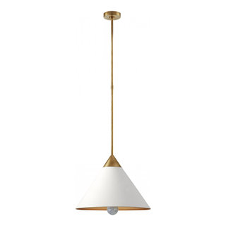 Cleo Pendant, 3-Light -Burnished Brass, White Shade, Over All Height 50 ...