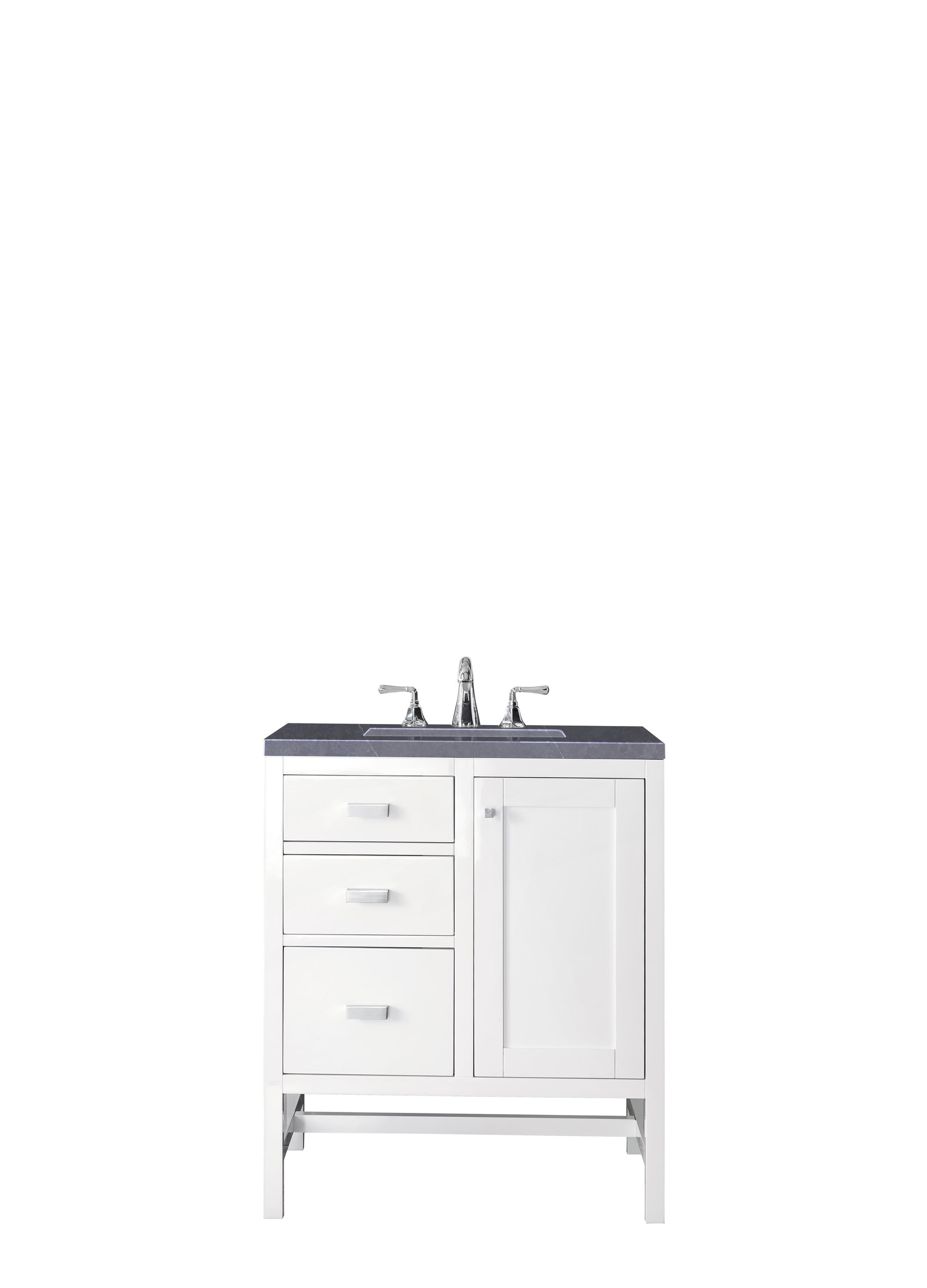 Addison 30" Vanity, Glossy White, Charcoal Soapstone Quartz Top ...