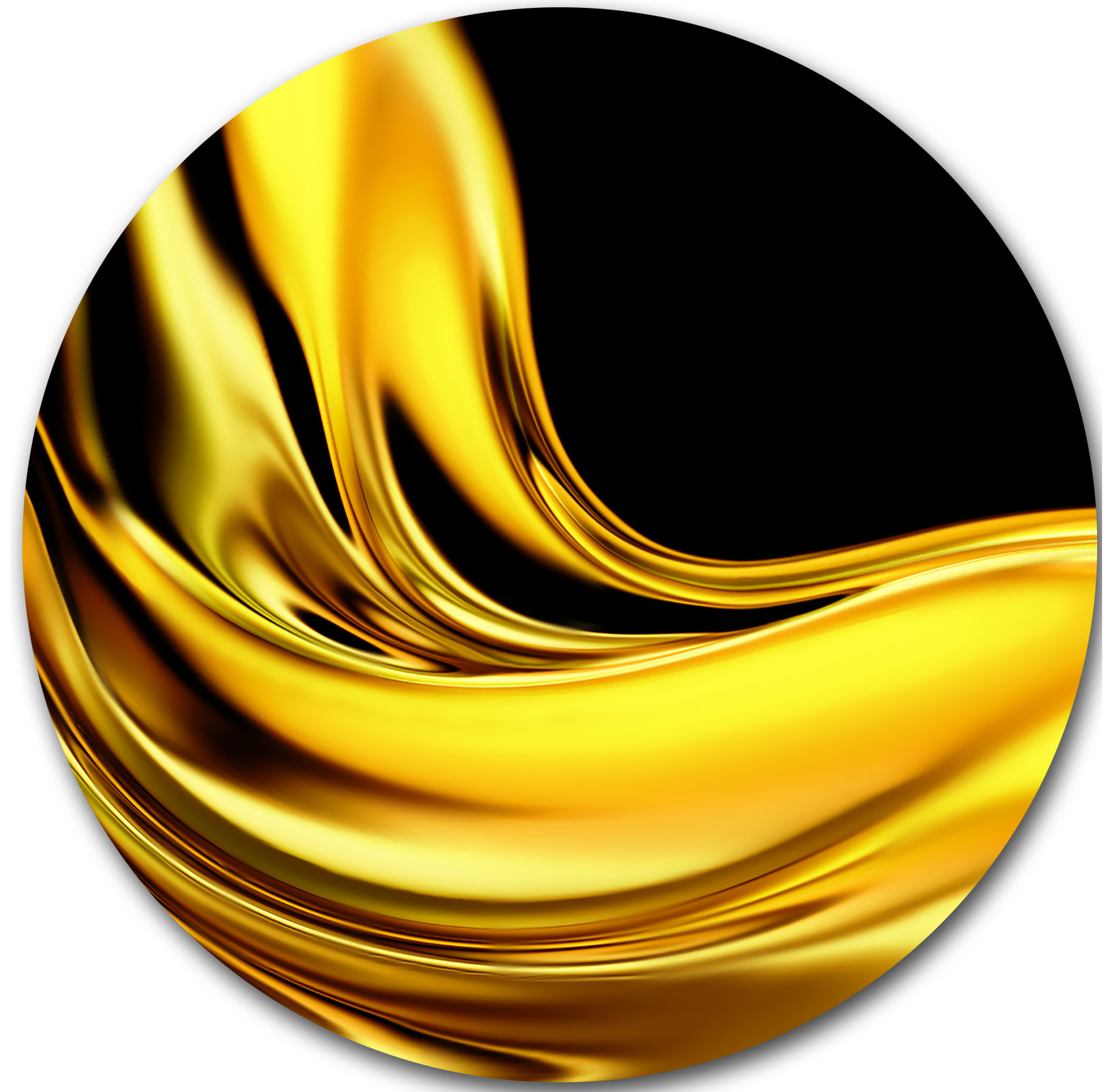 Yellow Gold Texture Pattern, Abstract Digital Art Round Wall Art, Disc ...
